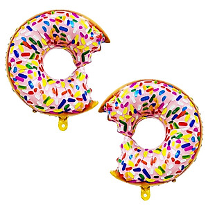 2PCS Donut Balloons Birthday Party Decorations Doughnut Foil Aluminum Balloon for Baby Shower Happy Birthday Graduation Party Supplies