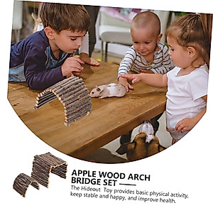 HEALEEP 2Pcs Hamster Arch Bridge Rat Playground Rat Toys Small Pets Training Tunnel Hamster Ladder Toy Hamster Platform House Rat Ladder Hamster Climbing Apple Wood Rope Ladder Rabbit