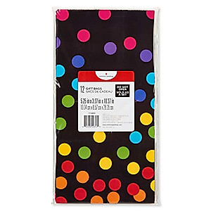 American Greetings 10" Small All-Occasion Goodie Bags, Rainbow Confetti (12-Count)