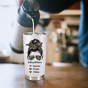 Halenzida17 Personalized Boy Mama Tumbler, Customized Mom Of Boys Vacuum Insulated Stainless Steel Travel Tumbler, Camo Mother Cups 20oz, Boy Mom Gifts for Mothers Day