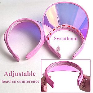 2 Pack Sun Visors Hat Women Colored Sport Cap Clip-On Ladies Tennis Golf Running Caps (Iridescent Pink)