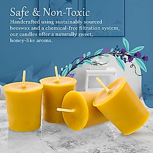 12 Pack of Beeswax Votive Candles - 100% Pure, Natural Beeswax with Natural Light Honey Scent - 15 Hour Burn - Alternative Imagination