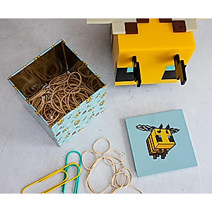 MINECRAFT Bee Pattern 4-Inch Tin Storage Box Cube Organizer with Lid | Basket Container, Cubby Cube Closet Organizer, Home Decor Playroom Accessories | Video Game Toys, Gifts and Collectibles