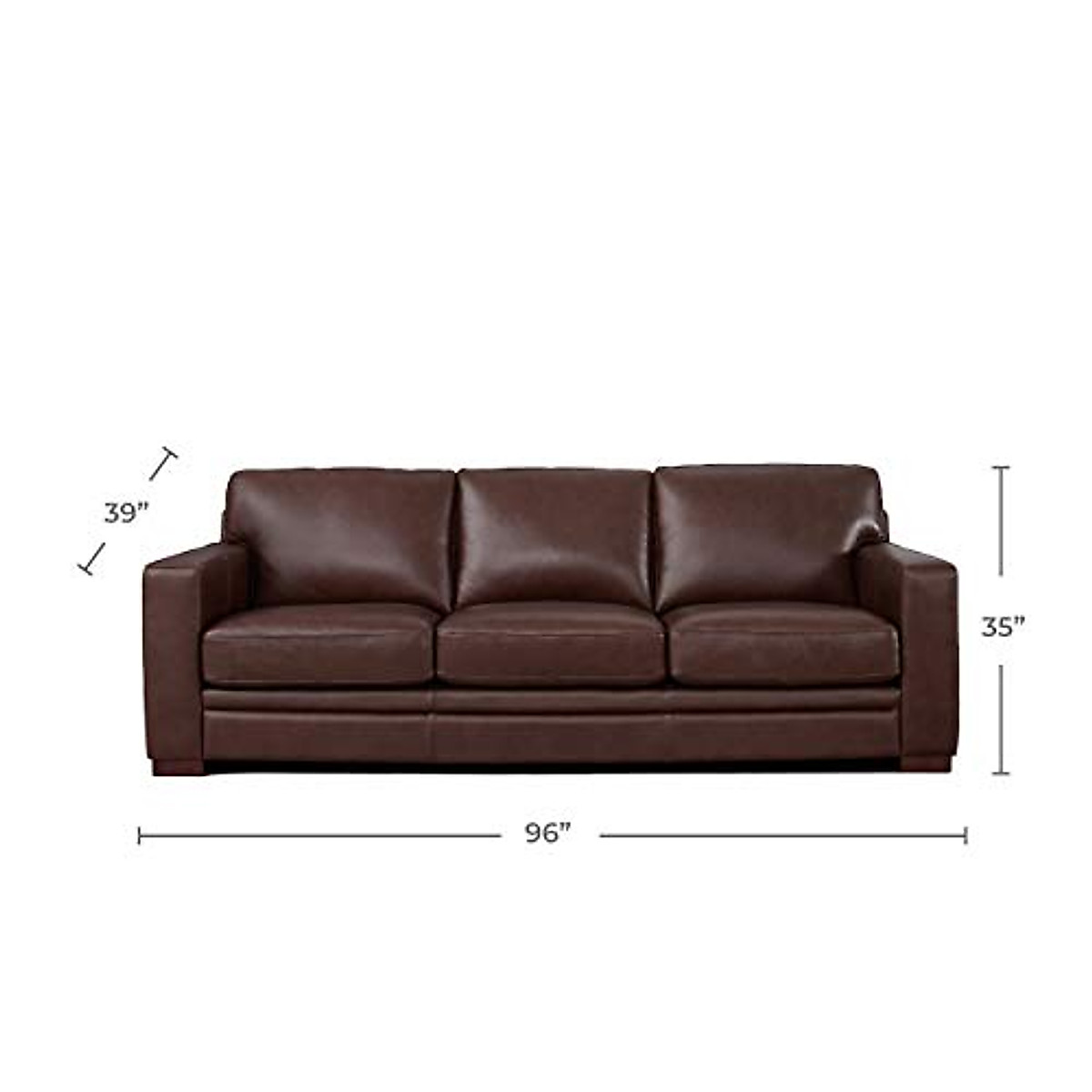 Hydeline Dillon Top Grain Leather Sofa and Chair Set, Brown