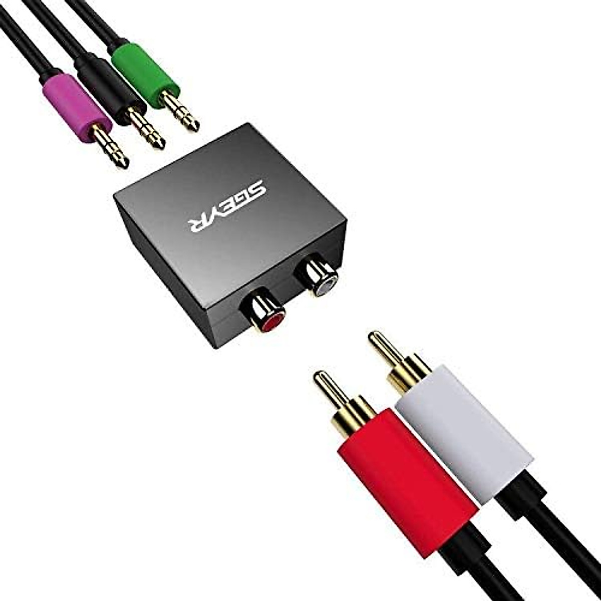 SGEYR 5.1 Audio Console Adapter Convert Stereo RCA to 3 x 1/8 (3.5mm) Jack Bidirectional Conversion for 5.1 Multimedia Speaker