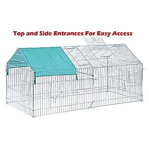 71" x 30" Galvanized Steel Foldable Outdoor Chicken Coop Run Metal Pet Hutch Enclosure Small Animal Playpen Waterproof Cover for Rabbits Chickens