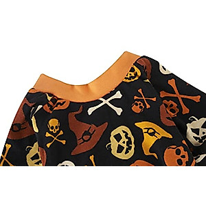 Skull Dog Pajamas Clothes Pumpkin Halloween Pet Costume for Small Dog Pajamas Onesie PJS for Pet Back Length 12"