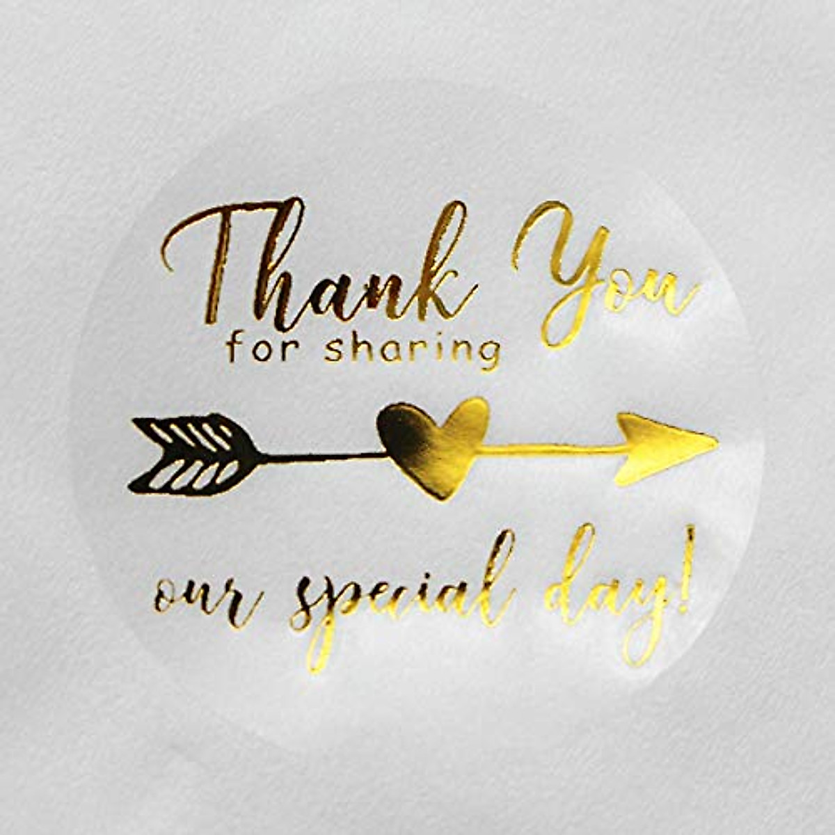 100 x Thank You for Sharing Our Special Day Metal Labels Real Gold Foil Embossed Transparent Stickers Shower Party Favor Stickers Round Self Adhesive Labels 1.6 inch