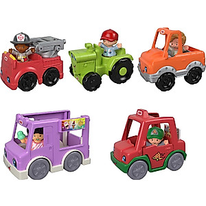 Fisher-Price Little People Toddler Playset Around the Neighborhood Vehicle Pack, 5 Toy Cars & Trucks and 5 Figures for Ages 1+ Years