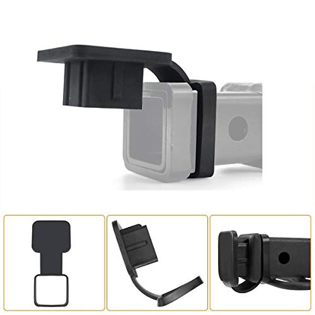 AQTZGOS 2in Heavy Duty Trailer Hitch Tube Cover Plug Cap Rubber for 2 inches Receivers Class 3 4 5 GMC Toyota Ford Jeep Dodge Nissan Mercedes Benz BMW Polaris ATV UTV- Black（2 Pakc）