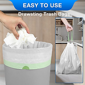 Charmount 4 Gallon Trash Bag Drawstring, 0.8 Mil Thicken Small Garbage Bags Bathroom Trash Can Liners,Unscented,50 Count