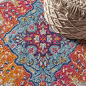 JONATHAN Y Bohemian Flair Boho Vintage Medallion Area-Rug 5' 3" x 7' 7" Blue/Multi (BMF106A-5)