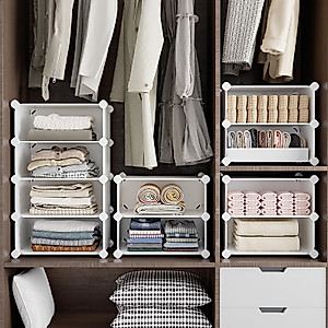 VIPZONE 4 Tier Closet Shelf, 12 inches Deep Stackable Closet Storage Shelves for Clothes,Easy Assembly Organizer Plastic Shelf Rack for Bedroom,White