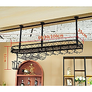 Wine Racks Metal Wine Rack/Hanging Red Wine Cup Holder/Hanging Upside Down Glass Holder/Creative Home Bar/Wine Rack Hanging Glass Holder (Color : 1, Size : 60 * 25 * 32cm)