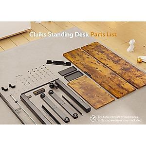 Claiks Standing Desk with Keyboard Tray, Standing Desk Adjustable Height, Raising Desks for Home Office and Computer Workstation, 48 Inches, Rustic Brown