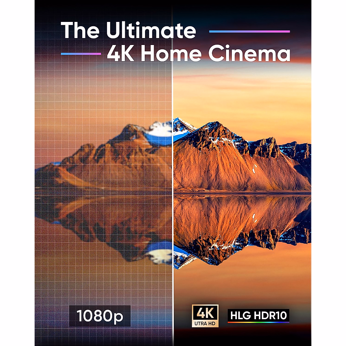 NOMVDIC P2000 Ultra Short Throw 4K Triple Laser Projector, 2500 ANSI Lumen, 50W Speaker, Dolby & DTS Support​, 3D, HDR10, UST Projector Laser TV for Home Cinema (Fire TV Stick 4K Max Included)