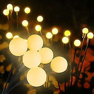 Solar Garden Firefly Lights, 𝐔𝐩𝐠𝐫𝐚𝐝𝐞𝐝 Solar Swaying Lights, Starburst Landscape Path Lights Waterproof, Outdoor Solar Powered Firefly Lights for Sidewalk Pathway Yard Patio Decoration, 4 Packs