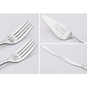 Parihy Wedding Cake Cutting Set, Sliver Wedding Cake Knife and Server Set 2024 with Forks, Mr and Mrs Cake Cutting Set for Wedding, Engagements Anniversaries (Silver)