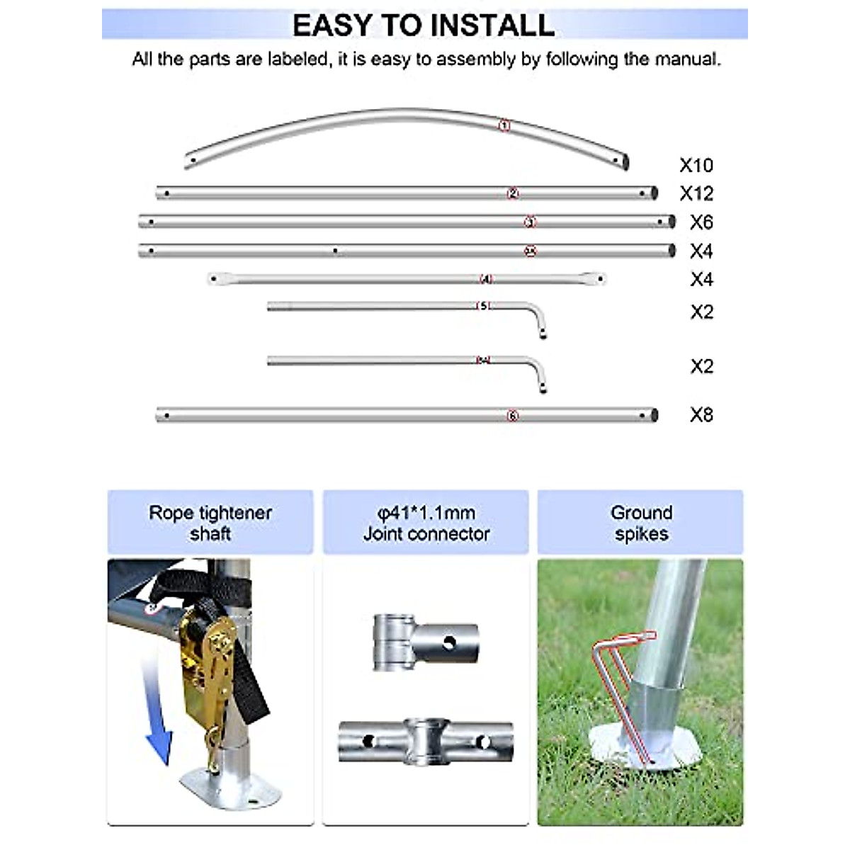 Marvoware 10' x 20’ x 9' ft Snow Resistant Heavy Duty Carport, Round Roof Storage Shed with Front & Rear Zipper Door for Full-Size Truck and Boat, Portable Garage Tent Shelter for Outdoor Use