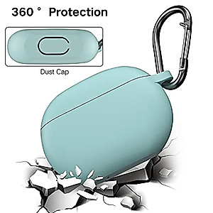 Kanya Case Compatible Beats Studio Buds,2 Packs Full Protective Shockproof Anti-Slip Silicone Case Cover with Carabiner and Silicone Hand Strap for Beats Studio Buds 2021 (Deep Purple+Mint Green)