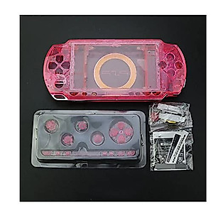 New Replacement PSP 1000 Full Housing Shell Cover with Buttons Screws Set -Clear Pink