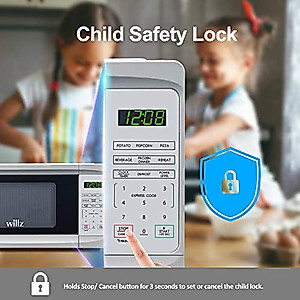 Willz Countertop Small Microwave Oven, 6 Preset Cooking Programs Interior Light LED Display 0.7 Cu.Ft 700W White WLCMD207WE-07