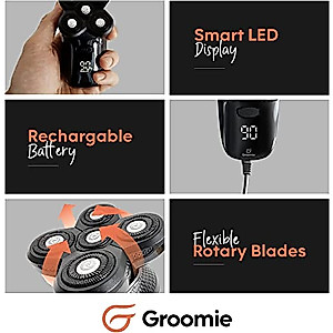 GROOMIE BaldiePro - Cordless Head Shavers for Bald Men - Comfort Head Shaver - Bald Head Care for Men - Easy Use Palm Shaver for a Smooth Bald Shave - Ergonomic Shavers for Bald heads - Balding Shaver