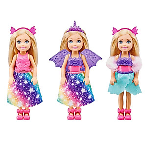Barbie Dreamtopia Chelsea Doll & Dress-Up Set with 12 Fantasy Fashions & Accessories Themed to Royals, Mermaids, Unicorns & Dragons