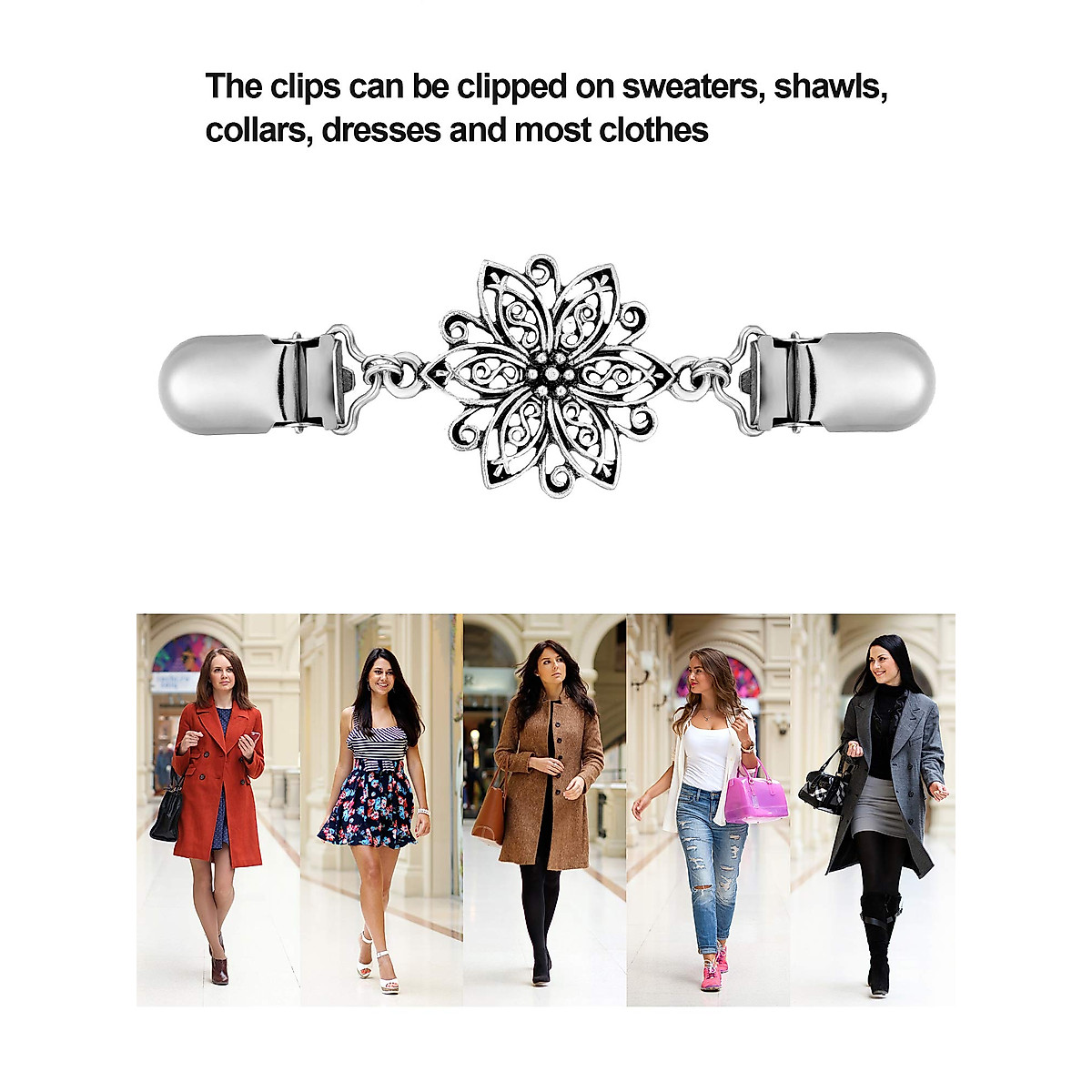 Jetec 2 Pieces Retro Shirt Dresses Clips for Women Shawl Clip Waist Cincher Clips Sweater Cardigan Collar Clips