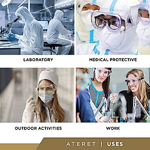 ATERET 1 Pack Safety Goggles, Lightweight Adjustable Clear Lens Eyewear, Chemical Splash Safety Glasses