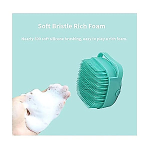 Pet Dog Bath Brush Soft Silicone Dog Shampoo Brush, Brush Hair Fur Grooming Cleaning Brush Soft Shampoo Dispenser (Blue)