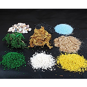 NWFashion 9 Bags Total 300Gram Scenery Basing Material Kit，Stone,Snow,Grass,Moss Stick,River,Desert
