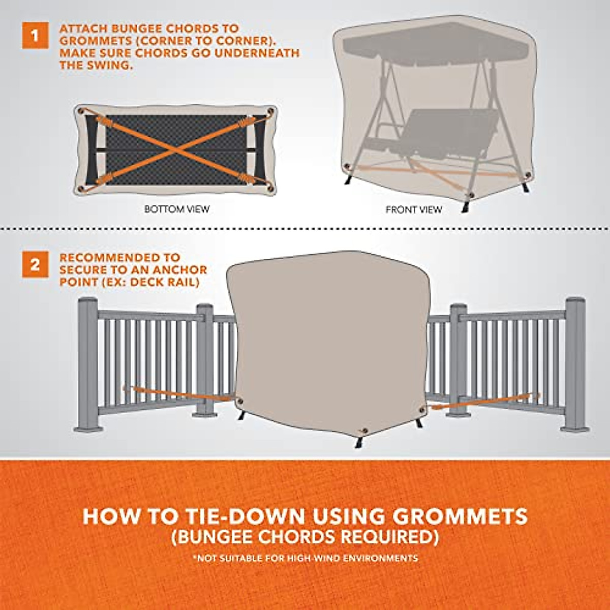 Modern Leisure Patio Swing Cover - Outdoor Furniture Protection Perfect for Patio, Deck, and Porch - Works for Single-, Double-, and Triple-Seater Swings - 87" L x 64" D x 66" H - Beige, Khaki