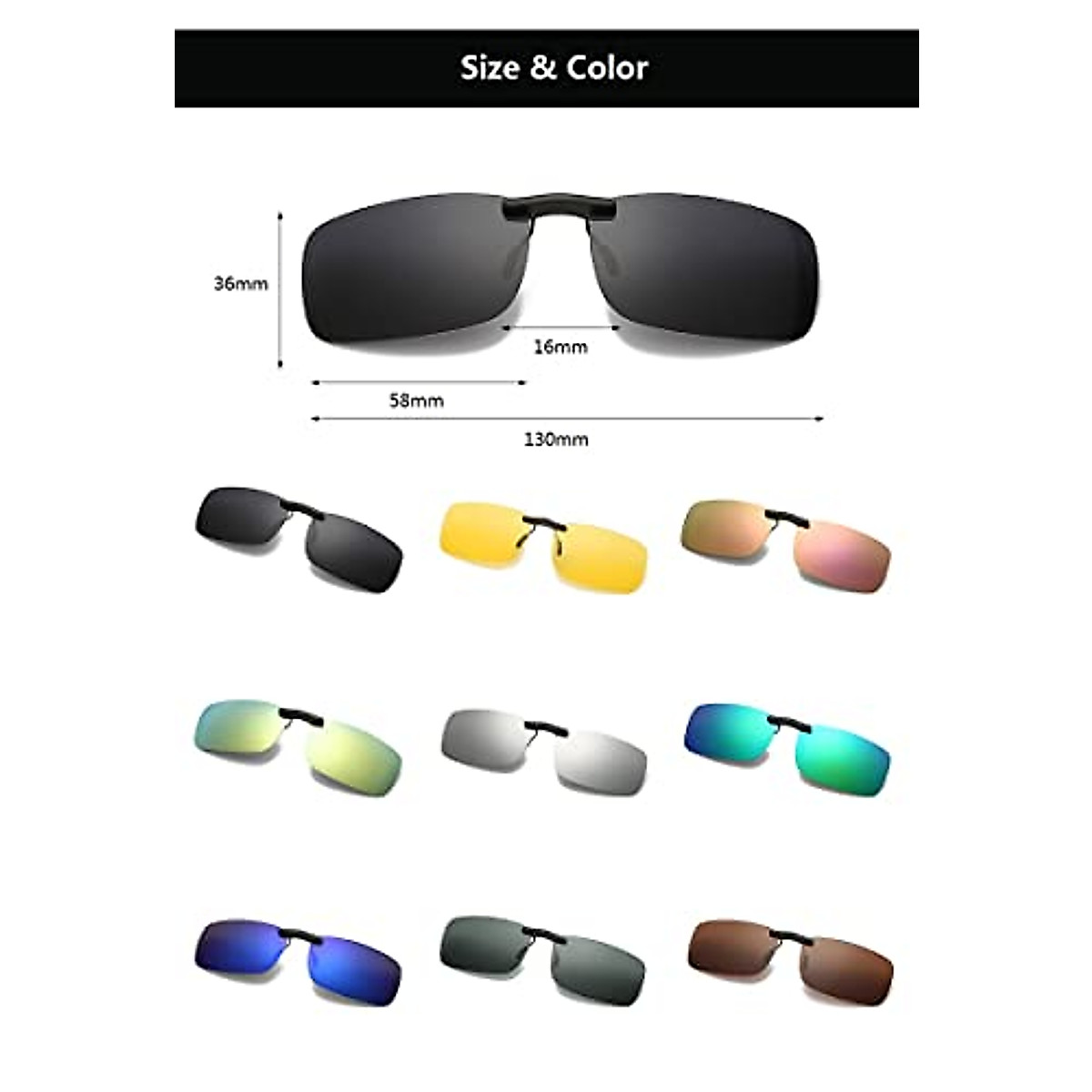 Flydo Polarized Clip Sunglasses for Prescription Eyeglasses-Clip on Sunglasses