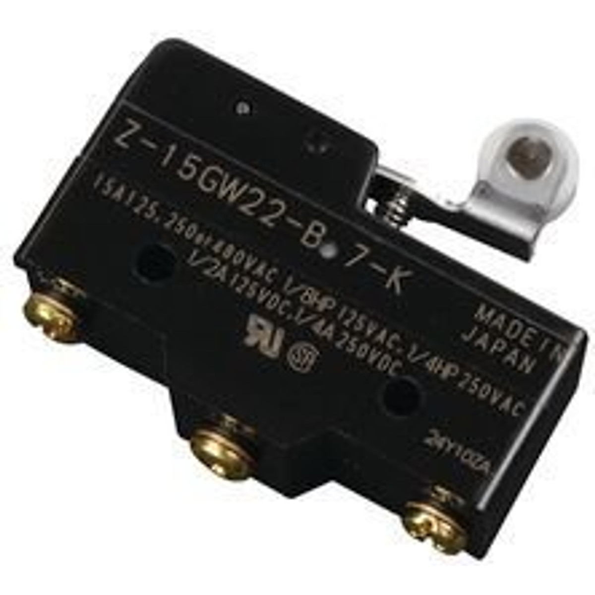OMRON INDUSTRIAL AUTOMATION Z-15GW22-B7-K MICRO SWITCH, ROLLER LEVER SPDT 15A 250V