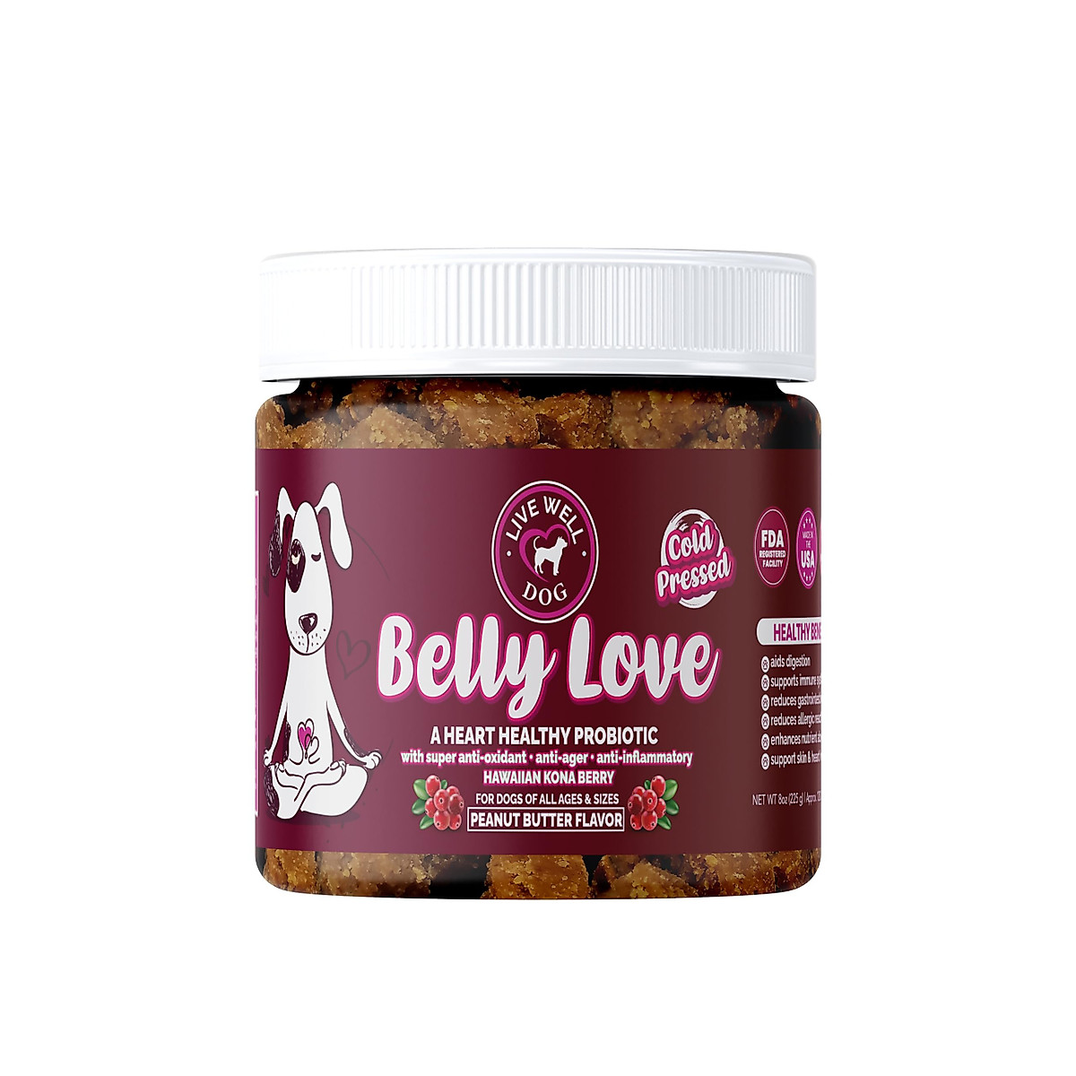 Belly Love - Heart Healthy Probiotic & Digestive Enzymes - Probiotics for Dogs - Gut Flora, Diarrhea & Bowel Support - Dog Supplement Soft Chew for Pet Immune System and Digestive Health