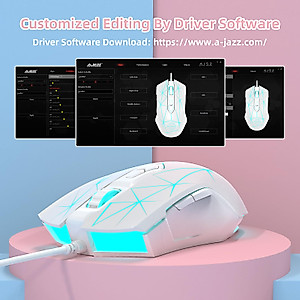 FELICON RGB Lightweight Gaming Mouse, Programmable 7 Buttons, Ergonomic LED Backlit USB Gamer Mice Computer Laptop PC, for Windows Mac OS Linux(Star White)
