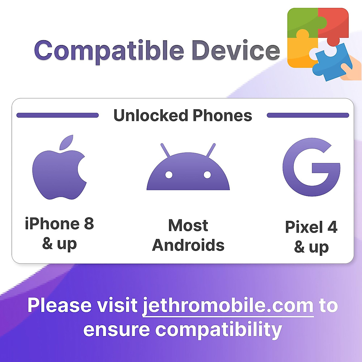 Jethro Mobile Unlimited Talk & Text Plan (No Internet Data), Suitable for Seniors, Kids, Students and Dumb Phones, 3-in-1 SIM Card Kit, Prepaid Phone Plan (180 Days)