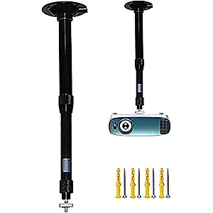 Universal Projector Mount Projector Ceiling Mount 12-17 in Adjustable Height 360° Rotation Stainless Aluminium Alloy Cable Management Projector Wall Mount for Mini Projector Video CCTV DVR Camera
