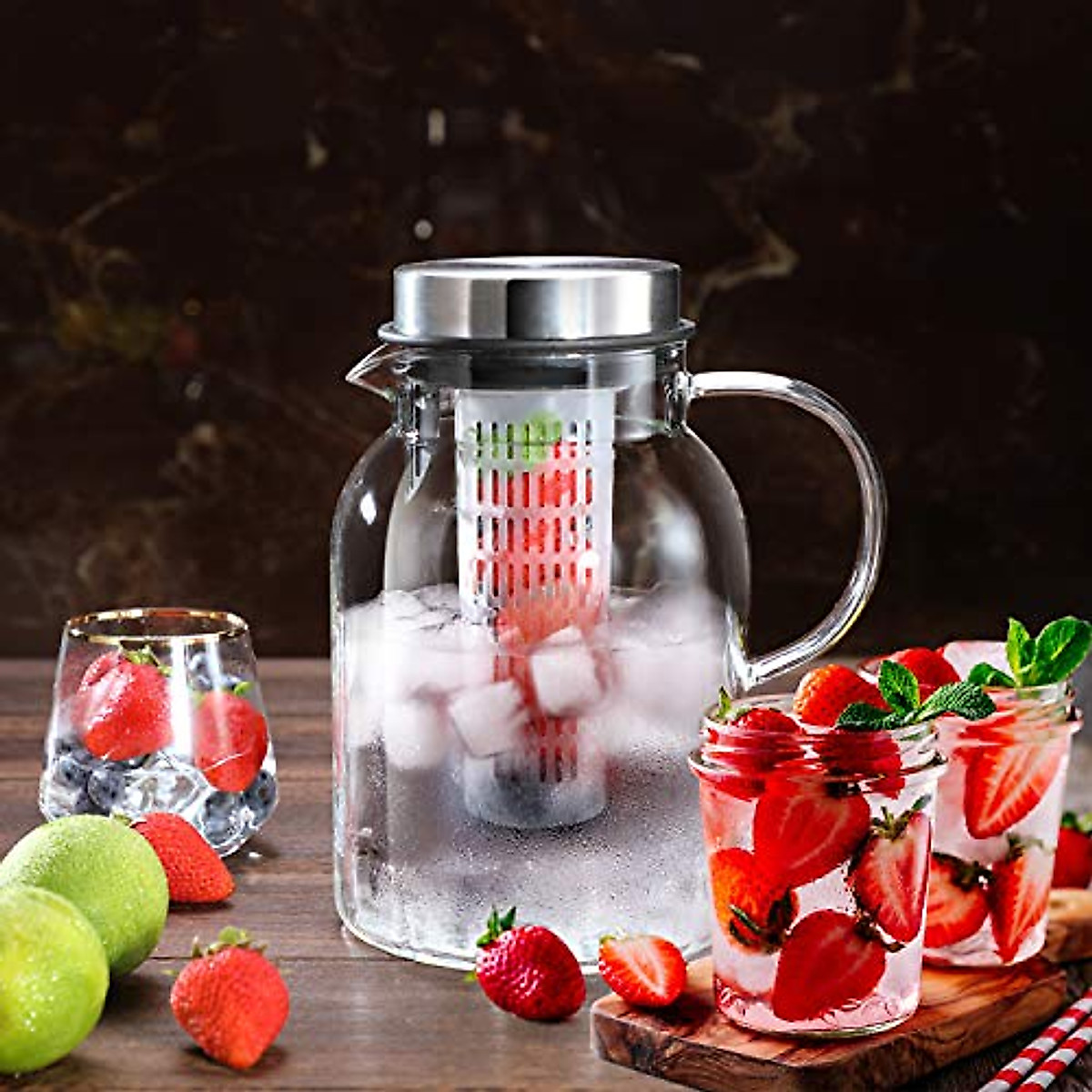 Durable Glass Infuser Pitcher for Hot & Cold Drinks - 2 Qt