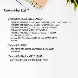 Bigger 24 Pack Compatible Ribbon Replacement for ERC-30, ERC 30 34 38 B/R Compatible Ribbon Used with Epson ERC30 ERC34 ERC38 NK506 Printer (Black and Red)