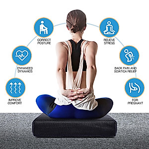 2 Pcs Large Memory Foam Seat Cushion 18 x 16 x 3 Inch Breathable Chair Pad Cushions Comfortable Wheelchair Chair Pillow with Washable Cover for Desk Car Office Back Pain Relief Coccyx Cushion (Black)