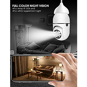 Reobiux Light Bulb Security Camera, Full-HD 1080P 360 Degree Panoramic 2.4Ghz Wireless WiFi Camera,with Infrared Night Vision & Motion Detection & 2-Way Audio Home Camera for Baby/Elder/Pet