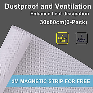 2-Pack 300x800mm 11.8x31.5inch DIY Computer Case PC Fan Dust Mesh Filter White Computer PVC Mesh Cover with Magnetic Strip for Gaming PC Speaker Xbox Series Game Consoles and More