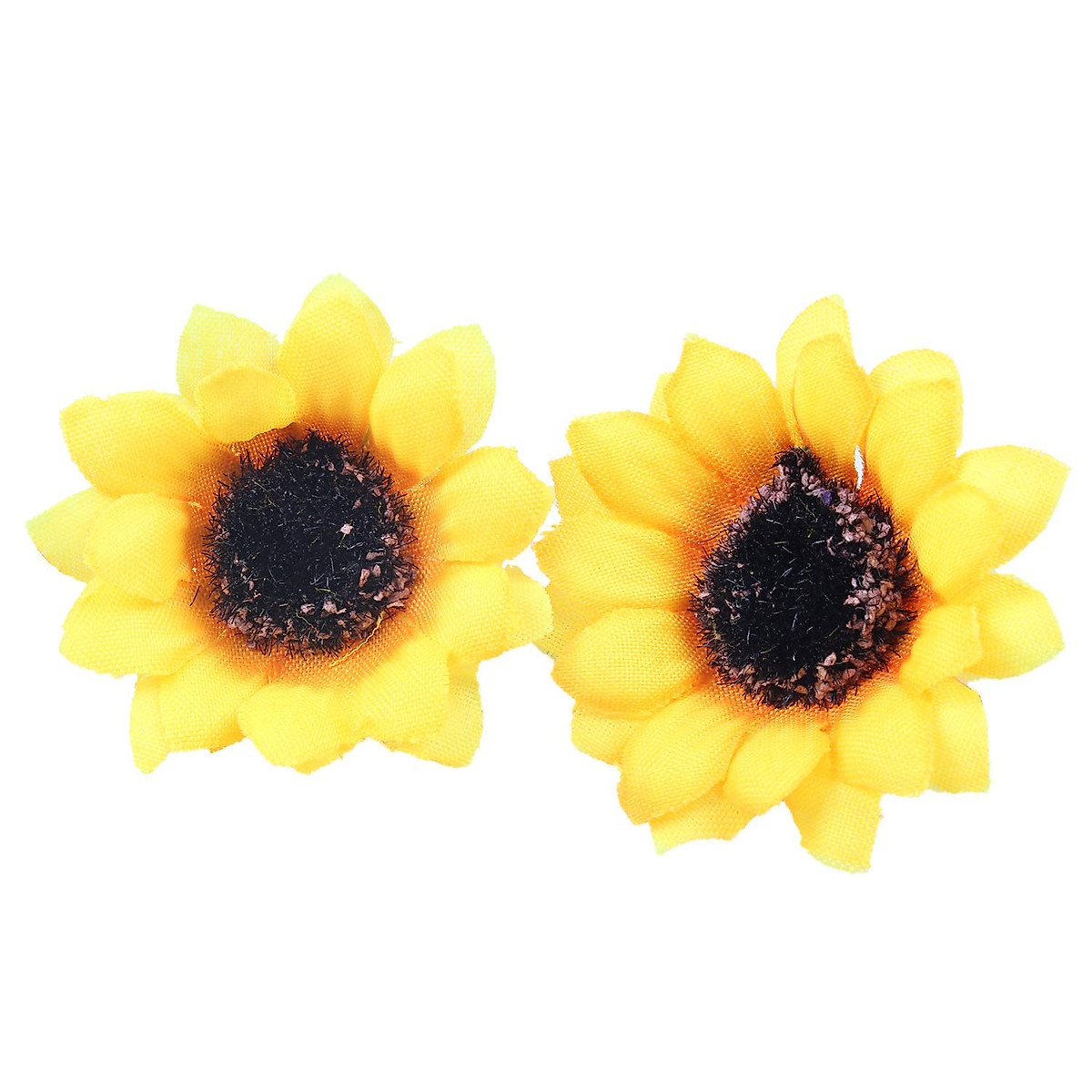 Faym 100pcs Artificial Silk Yellow Sunflower Artificial Sunflower Heads HeadsFabric Floral for Home Decoration Wedding Decor Bride Holding Flowers Garden Craft Art Decor