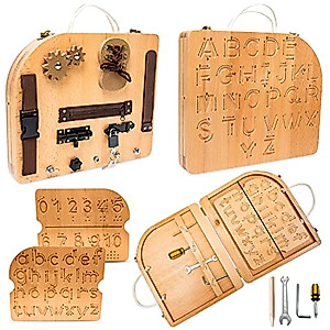 Montessori Busy Board Toys for 3+ Years Old 4 in 1 Learning Toy for 4 Years Old Toddler Montessori Toys Age 3-4 Boys Girls Tracing Screwdriver Board Set Sensory Board Toddler Montessori Toys Age