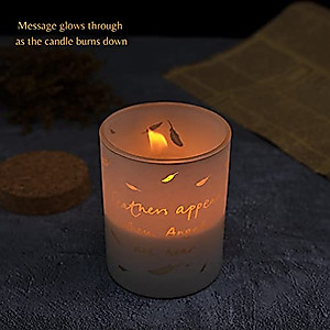 Sorry for Your Loss Gifts Sympathy Candle - “Feathers Appear When Angels are Near” Memorial Candles for Deceased - Loss of Loved One Message Glows Through from Inside Holder. Remembrance, 8oz