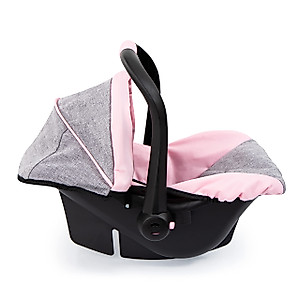 Bayer Design 67933AA Toy, Car Seat Easy Go for Neo Vario Pram with Cover, Doll Accessories, Pink, Grey with Butterfly,Grey/pink, for dolls up to 18"