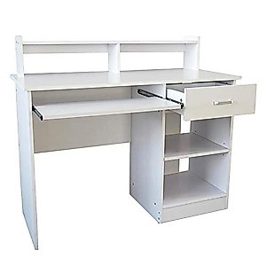 WISCLASS General Style White Computer Desk with Keyboard Tray, E1 15MM Chipboard