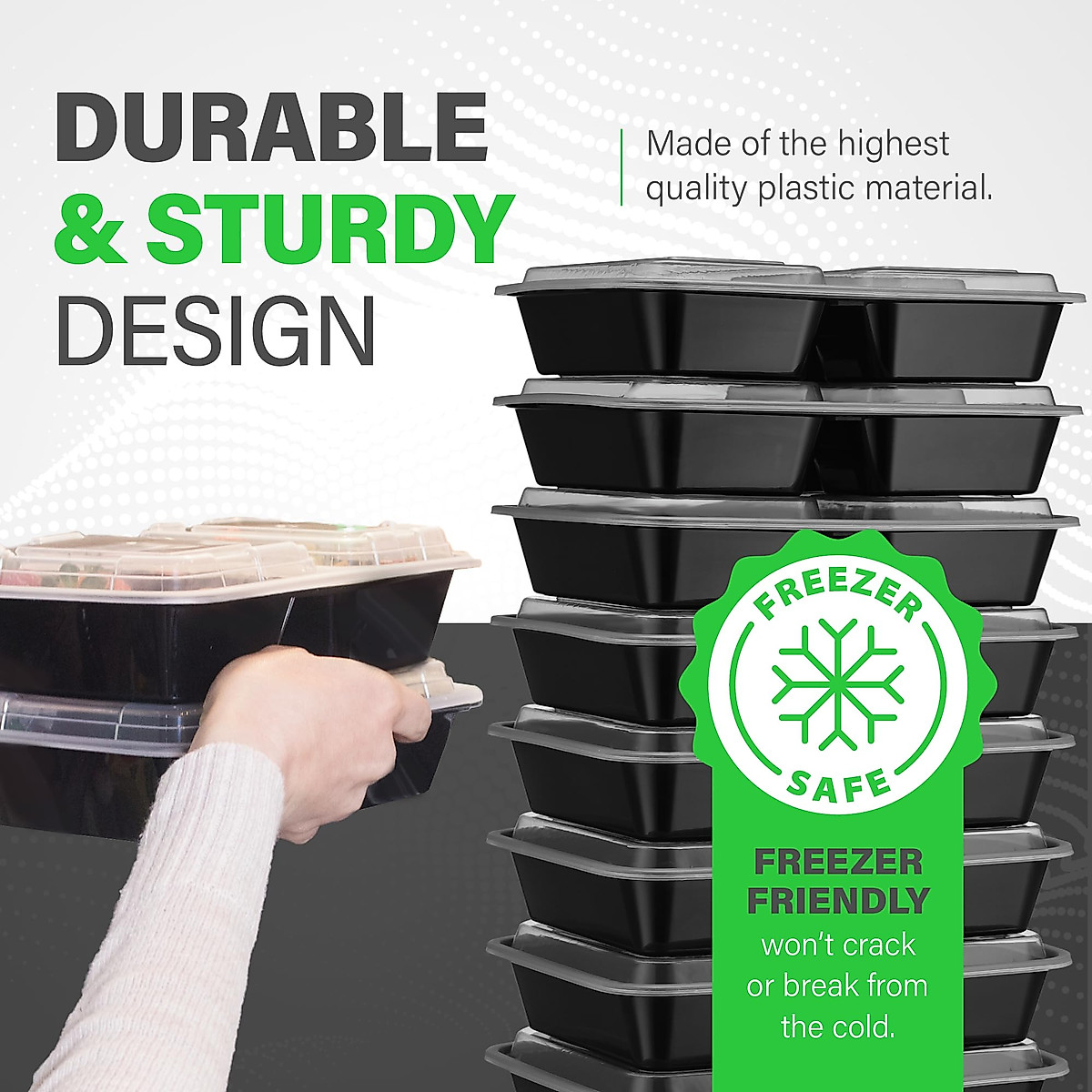 Ez Prepa - 10 Pack Bento Box Meal Prep Containers - Adult Bento Box & Lunch Box Containers - Dishwasher Safe Lunch Containers - Bento Lunch Box & Snack Containers - Meal Prep Container Microwave Safe